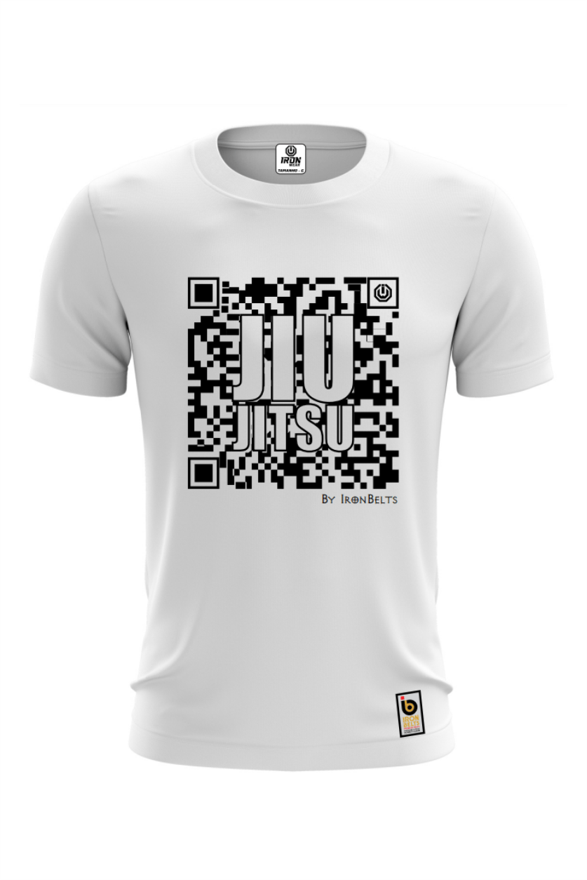 Camiseta Premium - QR CODE JIU-JITSU - BRANCA - Iron Belts