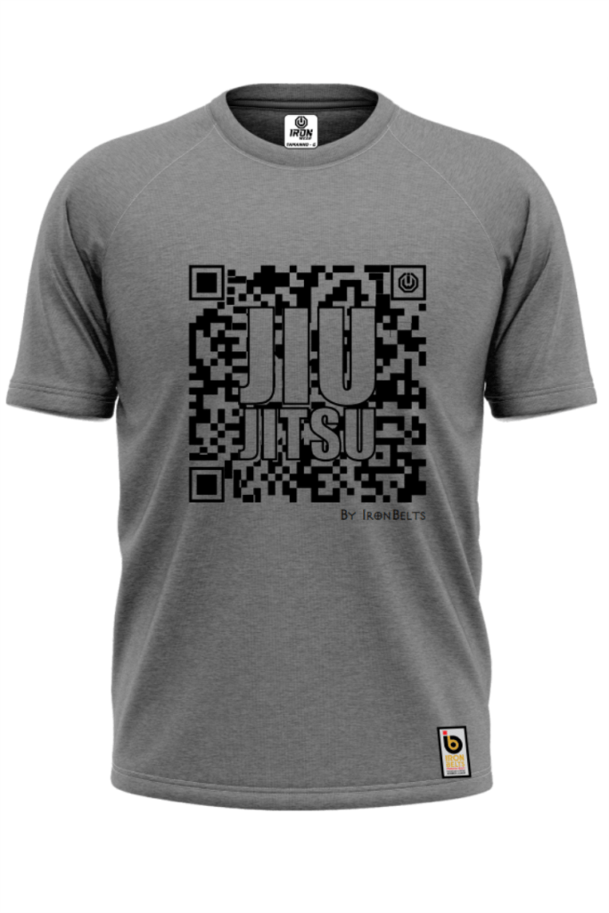 Camiseta Premium - QR CODE JIU-JITSU - CINZA - Iron Belts